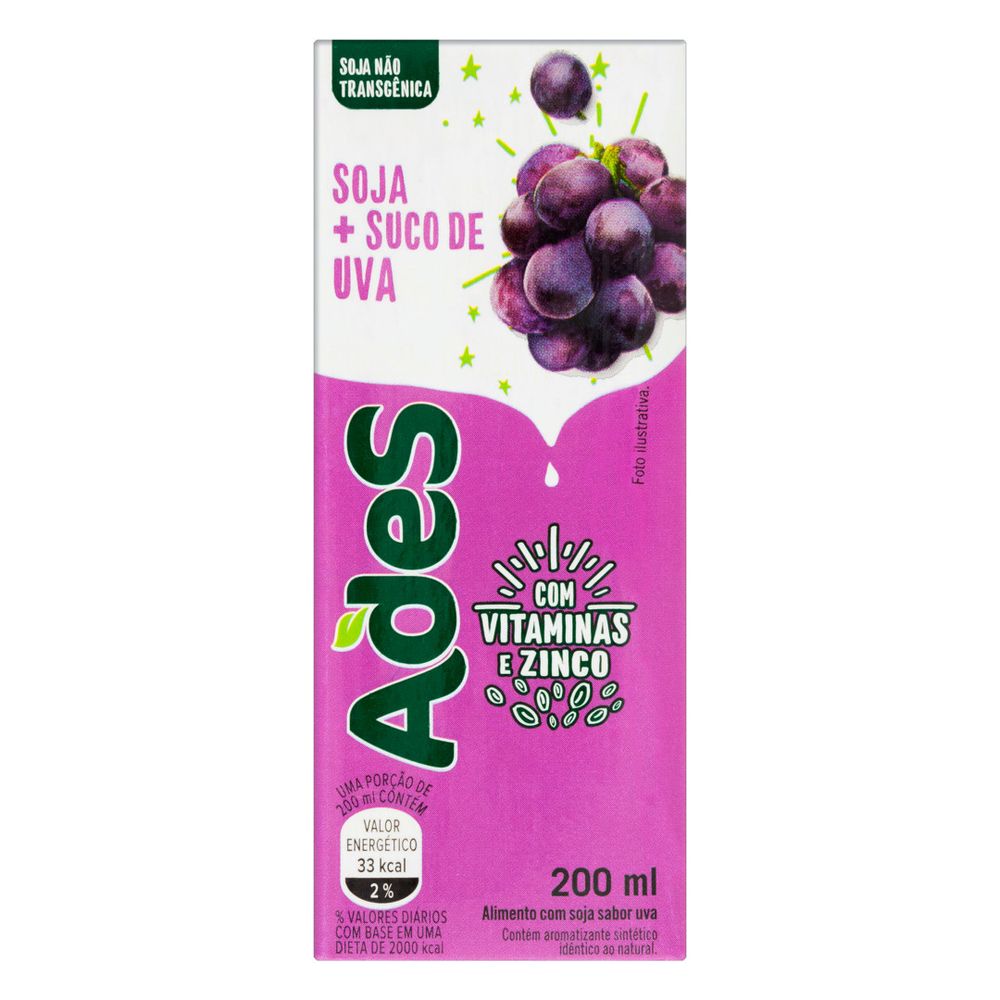 Bebida De Soja Ades Uva 200ml - Sao Luiz loja Virtual