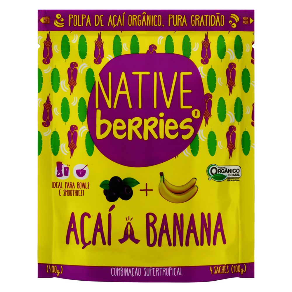 Açaí Native Berries Orgânico C/Banana 400g - Sao Luiz loja Virtual