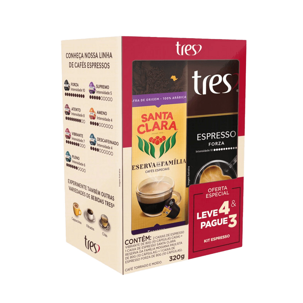 Kit Cápsulas Tres Expresso Leve 4 Pague 3 320g - Sao Luiz loja Virtual